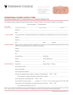 Fillable Online emerson International Student Contact Form (PDF ...