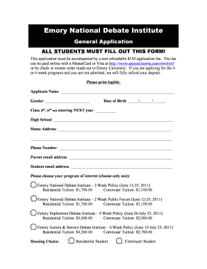 Emory National Debate Institute - Fill and Sign Printable Template Online