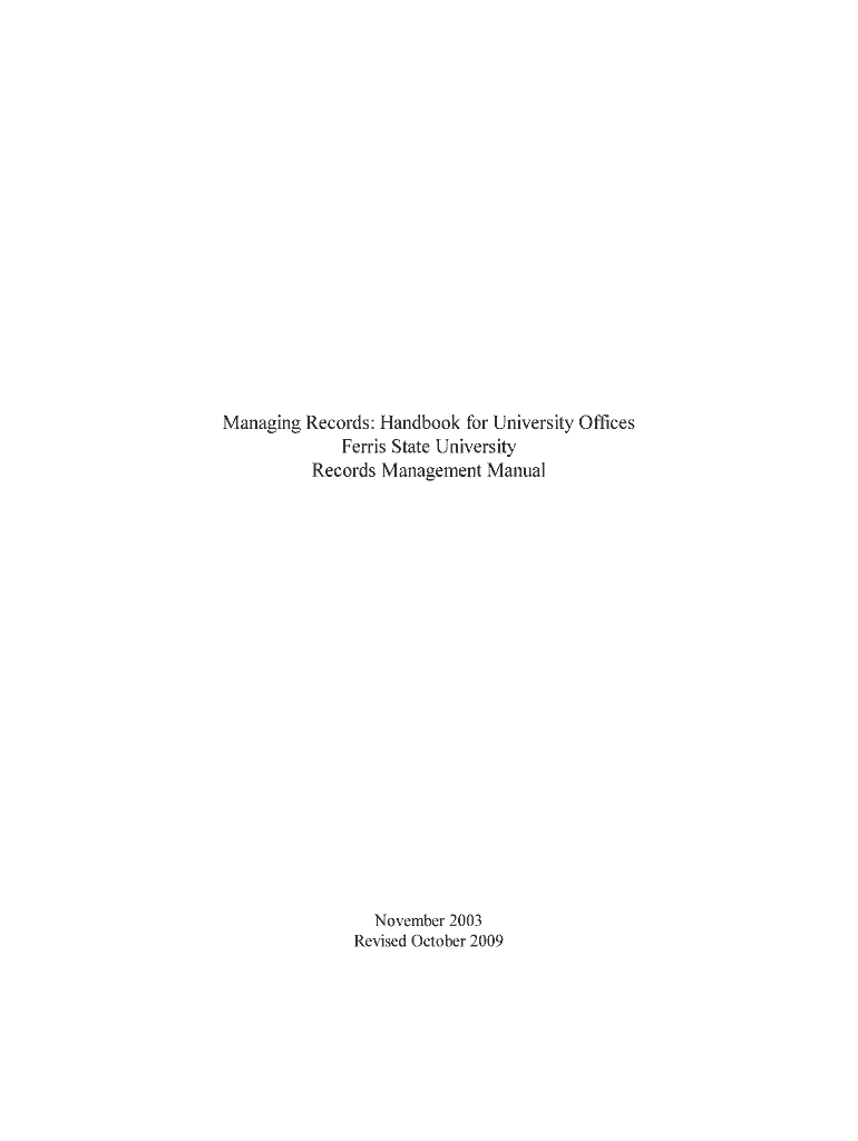 Fillable Online Managing Records: Handbook for University Offices Fax ...