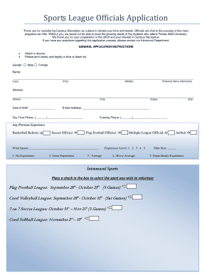Sports League Officials Application - Florida A&M University - Fill and ...