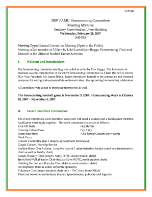 FAMU Homecoming Committee - Fill and Sign Printable Template Online