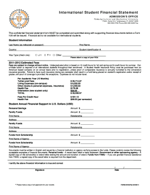 Fillable Online famu International Student Financial Statement - Famu ...
