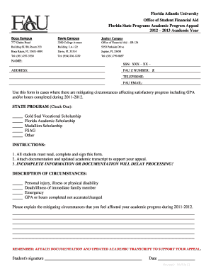 Fillable Online fau Florida Atlantic University Office of Student Financial Aid Florida ...