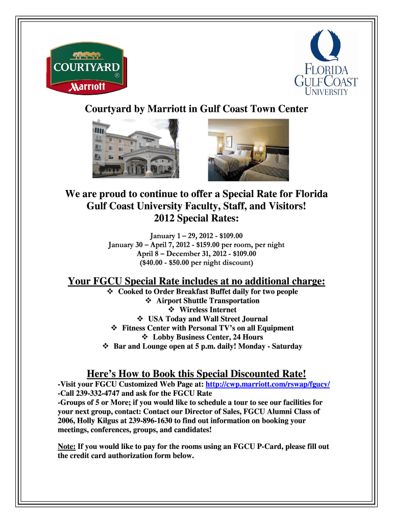 Fillable Online fgcu Courtyard by Marriott - Florida Gulf Coast ...