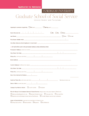 Fillable Online fordham #137GSS/APPLICATION FORM/03 - Fordham University Fax Email Print - pdfFiller