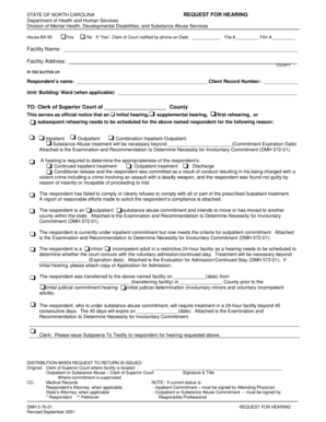 Fillable Online Request for Hearing – Involuntary Commitment Fax Email ...