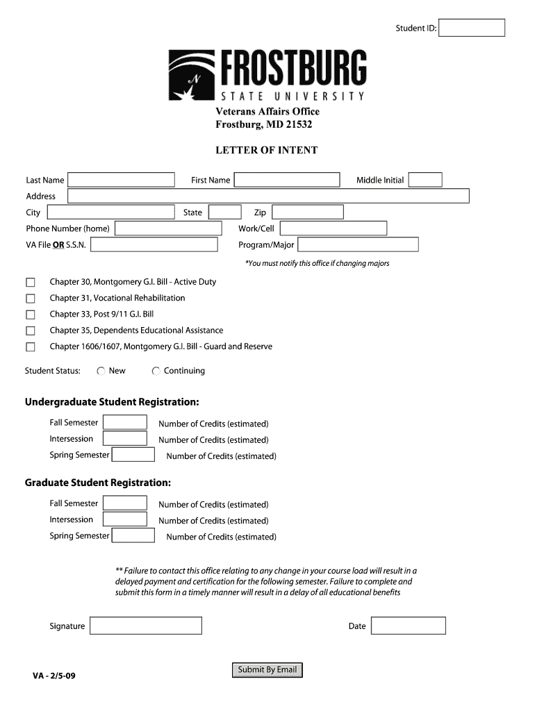 Fillable Online Letter of Intent for Educational Benefits Fax Email Print - pdfFiller