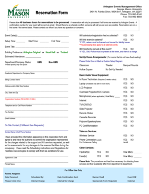 Fillable Online gmu Reservation Form - George Mason University - gmu ...