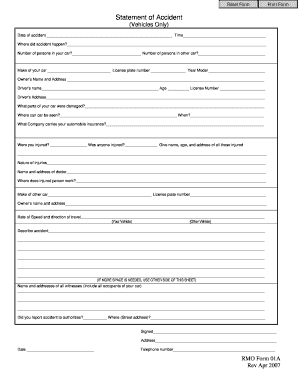 Fillable Online Vehicle Accident Report Form Fax Email Print - pdfFiller