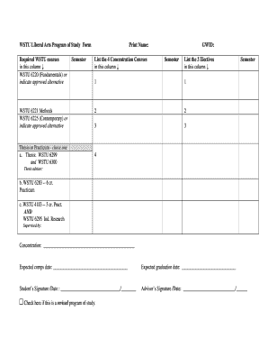 Fillable Online gwu WSTU Liberal Arts Program of Study Form Print Name ...