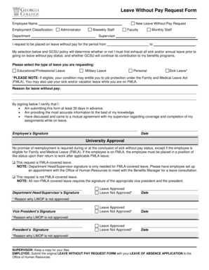 Fillable Online gcsu LWOPRequest.doc - gcsu Fax Email Print - pdfFiller