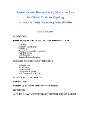 Fillable Online georgiahealth GENERIC DATA AND SAFETY MONITORING PLAN ...