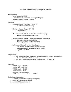 Fillable Online William Alexander Vandergrift, III MD - MUSC Health Fax ...