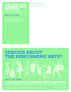 Fillable Online goucher SERIOUS ABOUT THE PERFORMING ARTS? - Goucher ...