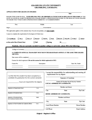 Fillable Online Graduate Degree Application Fax Email Print - pdfFiller