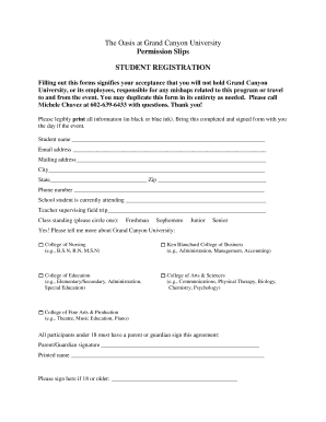 Fillable Online gcu The Oasis at Grand Canyon University Permission ...