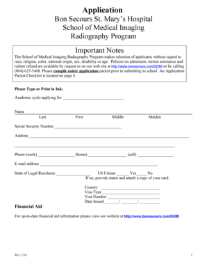 Fillable Online Mary's Hospital School of Medical Imaging Radiography ...