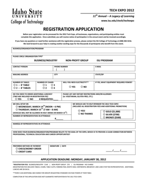 Fillable Online isu REGISTRATION APPLICATION - isu Fax Email Print ...