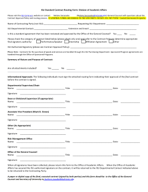 Fillable Online indstate Academic Affairs Contract Routing Form ...