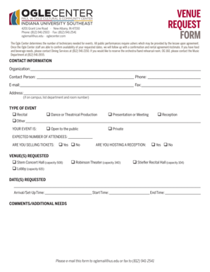 Fillable Online Venue Request Form for Event Booking Fax Email Print ...