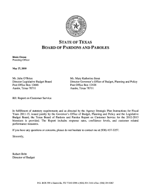 Fillable Online tdcj state tx STATE OF TEXAS BOARD OF PARDONS AND ...