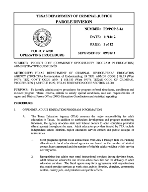 Fillable Online tdcj state tx 1 DATE: 09/01/2011 PAGE: 1 of 10 POLICY ...
