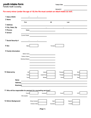 Fillable Online palmettohealth Youth intake form - Palmetto Health ...