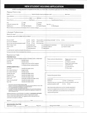 Fillable Online lewisu NEW STUDENT HOUSING APPLICATION - Lewis ...