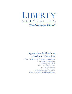 Fillable Online liberty Application for Resident Graduate Admission ...