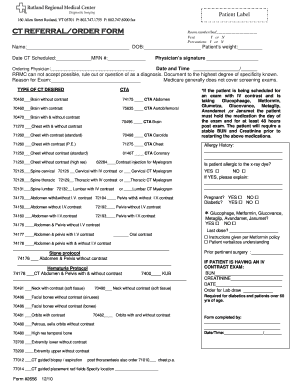 Fillable Online CT Referral/Order Form Fax Email Print - pdfFiller