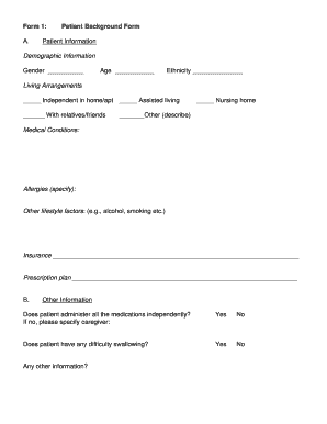 Fillable Online ghs Form 1: Patient Background Form A. Patient ...