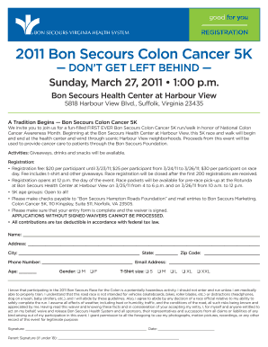 Fillable Online bon secours t shirt form Fax Email Print - pdfFiller