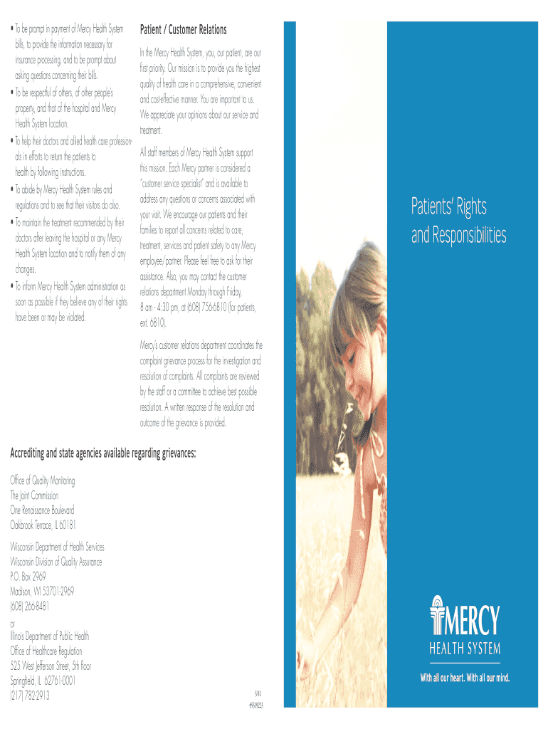 Fillable Online mercyhealthsystem Patient Rights - Mercy Health System ...