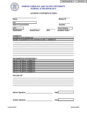 Fillable Online ncat Advising Conference Forms - North Carolina ...