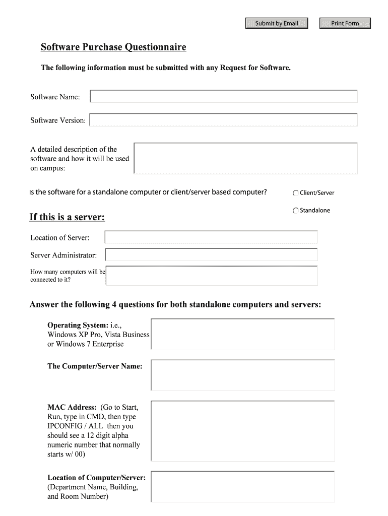 Fillable Online Software Purchase Questionnaire Fax Email Print - pdfFiller