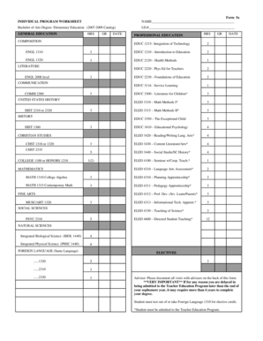 Fillable Online ngu Form 5a INDIVIDUAL PROGRAM WORKSHEET ... - ngu Fax Email Print - pdfFiller