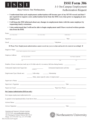Fillable Online northeastern J-1 On-Campus Employment Authorization ...