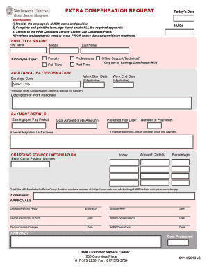 Fillable Online northeastern Extra Compensation Request Form (PDF) - northeastern Fax Email ...