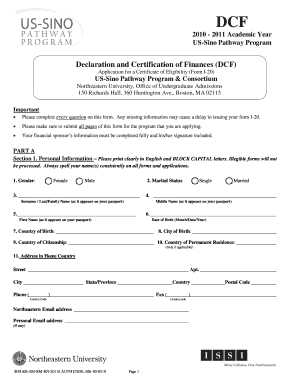 Fillable Online northeastern DCF 2010 - 2011 Academic Year US-Sino ...
