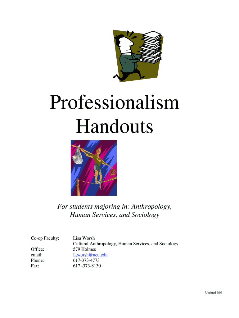 Fillable Online Professionalism Handouts for Co-op Students Fax Email ...
