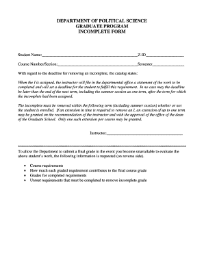 Fillable Online Graduate Program Incomplete Form Fax Email Print ...