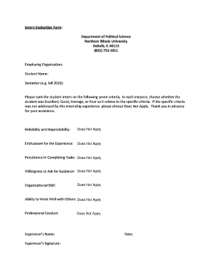 Fillable Online Intern Evaluation Form Fax Email Print - pdfFiller