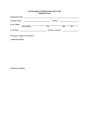 Fillable Online niu Outstanding student organization - Northern Illinois University - niu Fax ...