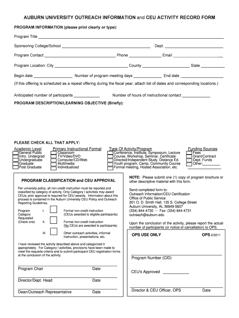 Fillable Online CEU Activity Record Form Fax Email Print - pdfFiller