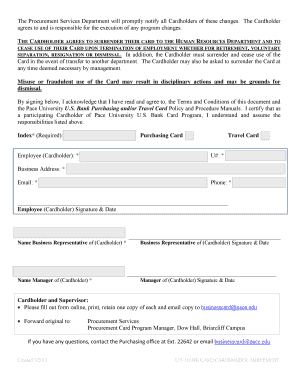 Fillable Online pace NEW-Business Card Holder Agreement Form - Pace ...