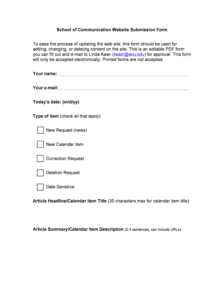 Fillable Online Communication Website Submission Form Fax Email Print ...