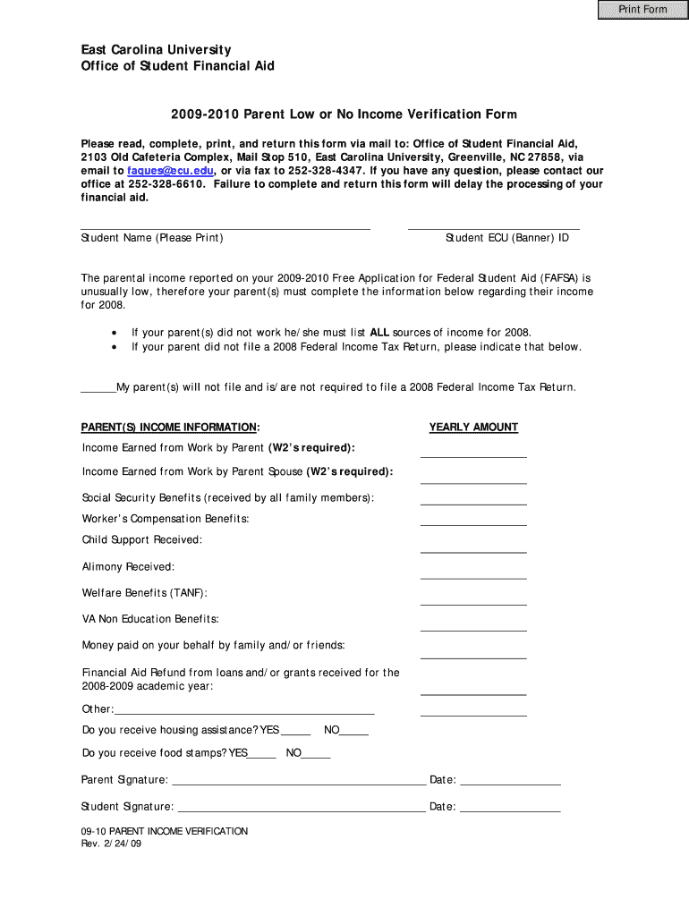 Fillable Online Parent Income Verification Form Fax Email Print - pdfFiller