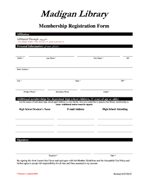 Fillable Online pct College Library Member/Visitor Registration Form ...