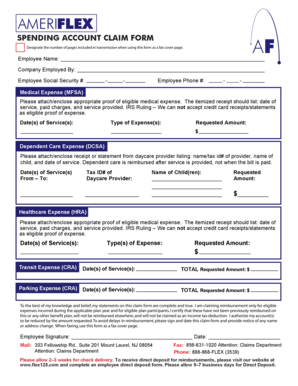 Fillable Online pcom Spending account claim form - pcom Fax Email Print ...