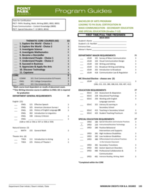 Fillable Online pointpark Mass Communication Special Education - Point ...